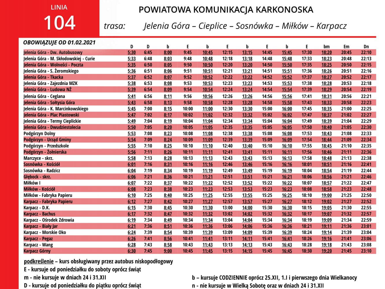 Rozkłady jazdy - Karpacz.pl